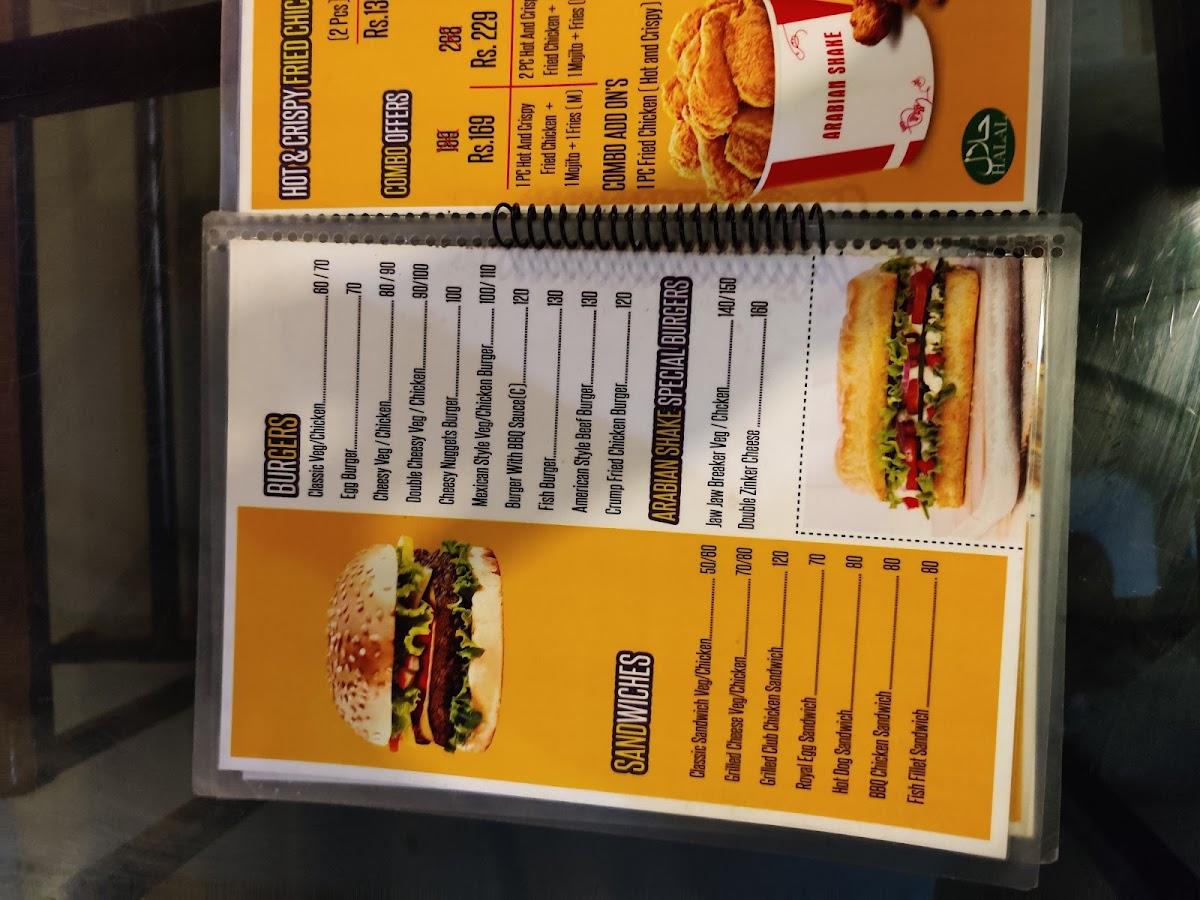 Menu at Arabian Shake, Alappuzha, F8RG+QH3