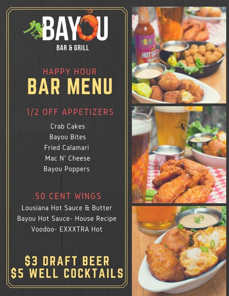 Menu at Bayou Bar and Grill, Modesto