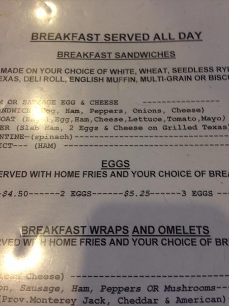 Menu at Farmington River Diner restaurant, Otis