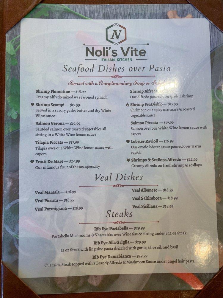 Menu at Noli's Vite pizzeria, New Braunfels