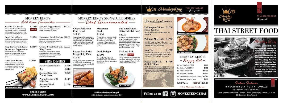 Menu at Monkey King Thai - Newport restaurant, Newport