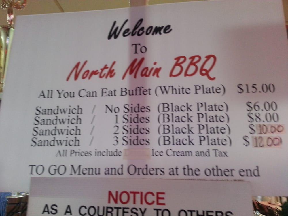 Menu at North Main BBQ, Euless