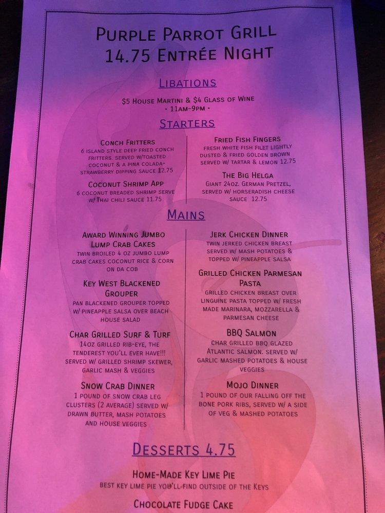 Menu at Purple Parrot Grill Beach Haus & Biergarten pub & bar, Rehoboth ...