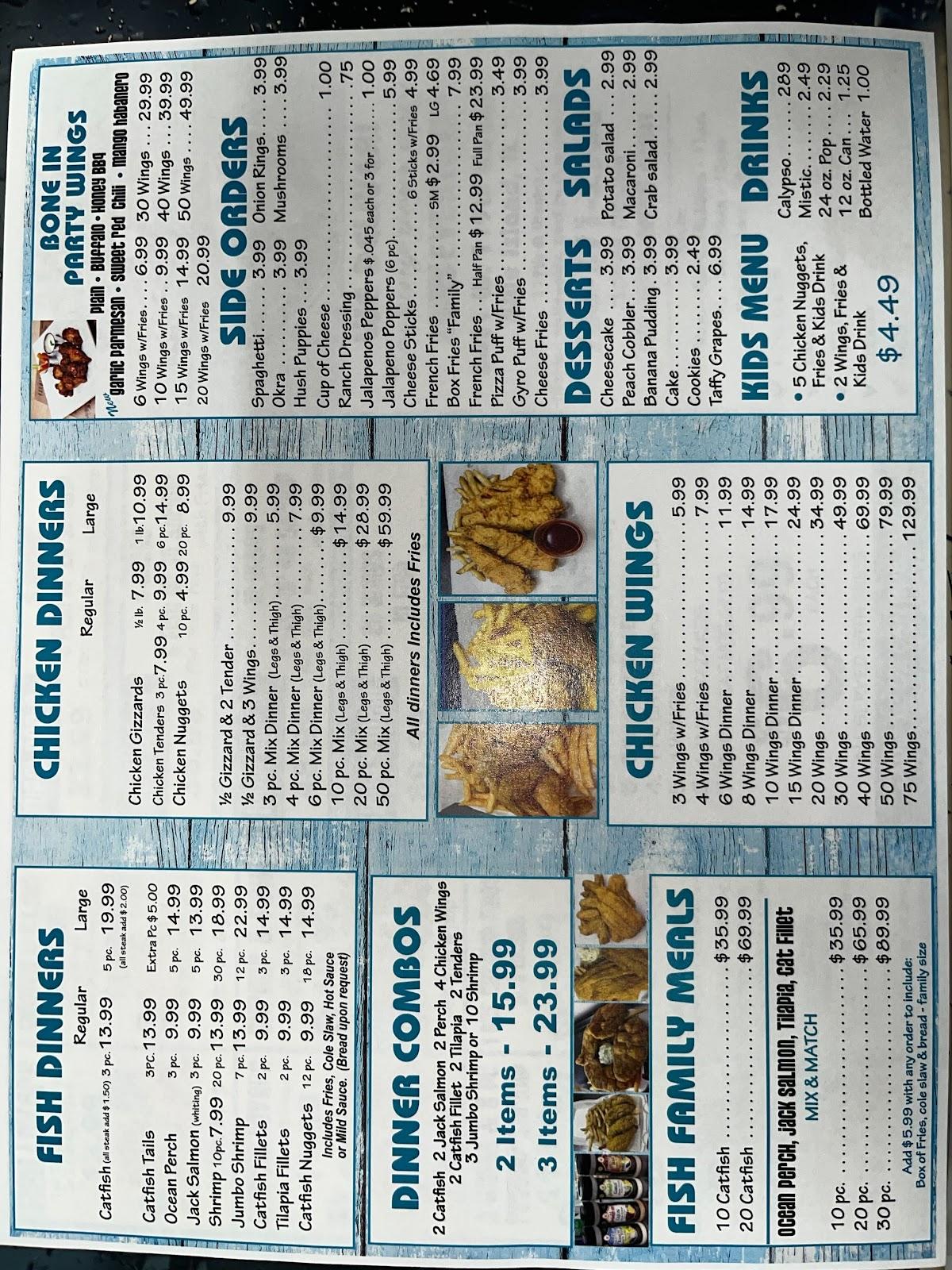 Menu at Sharks Fish & Chicken restaurant, Blue Island, W 119th St