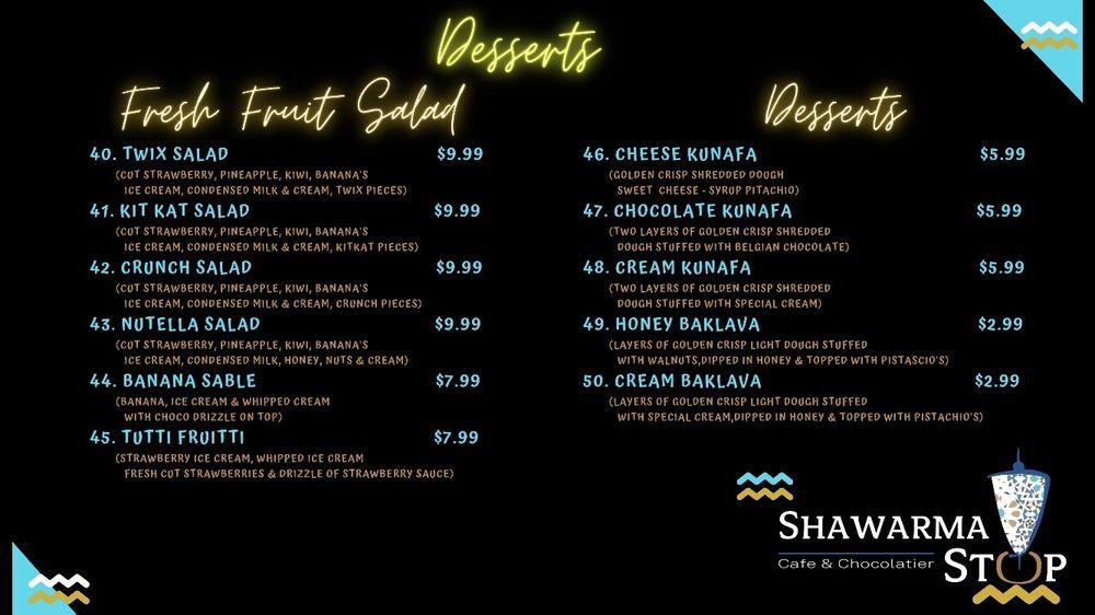 Menu at Shawarma Stop restaurant, Houston, Almeda Rd Suite A
