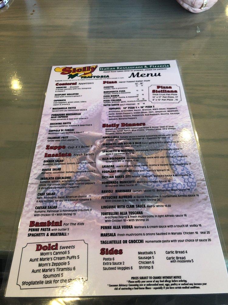 Menu at Sicily Trattoria pizzeria, Cape Coral, Cape Coral Pkwy E
