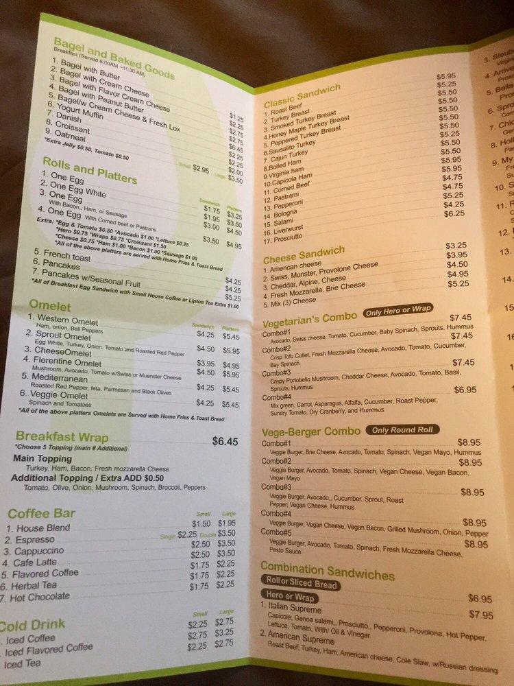Menu at Sprove Market Place restaurant, Jersey City
