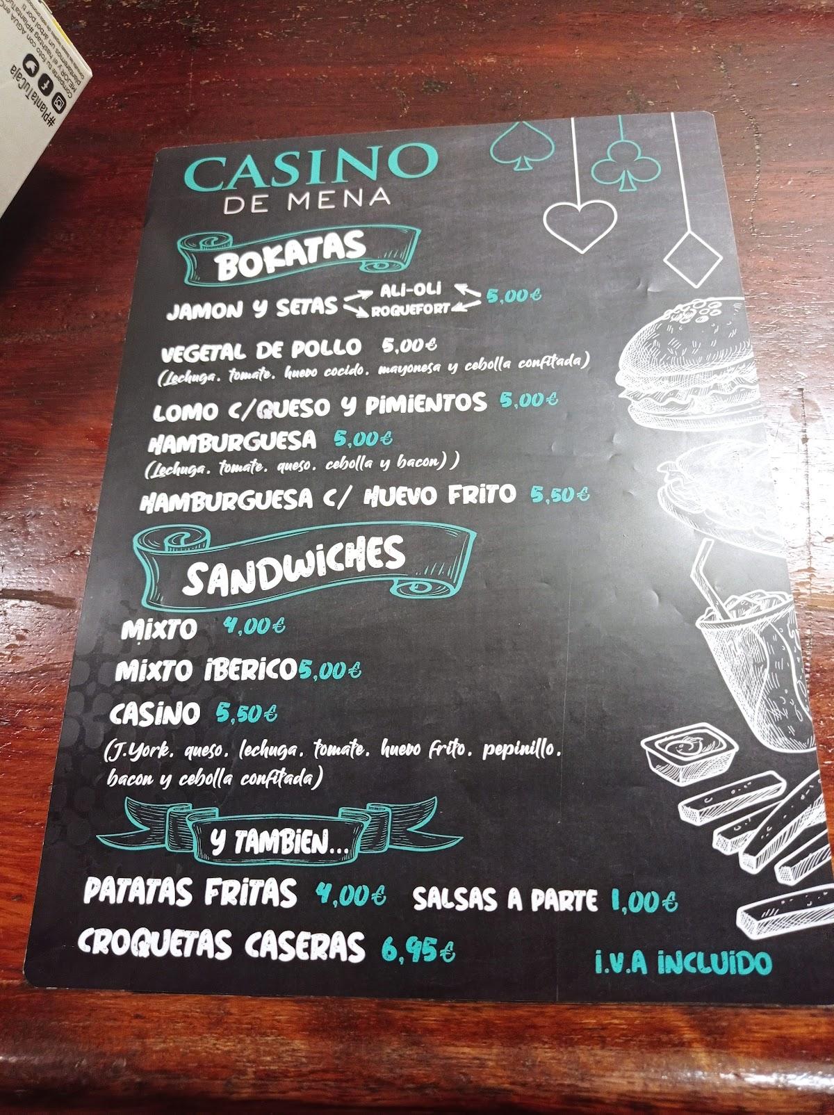 Menu at Casino de mena bar/restaurante, Villasana de Mena