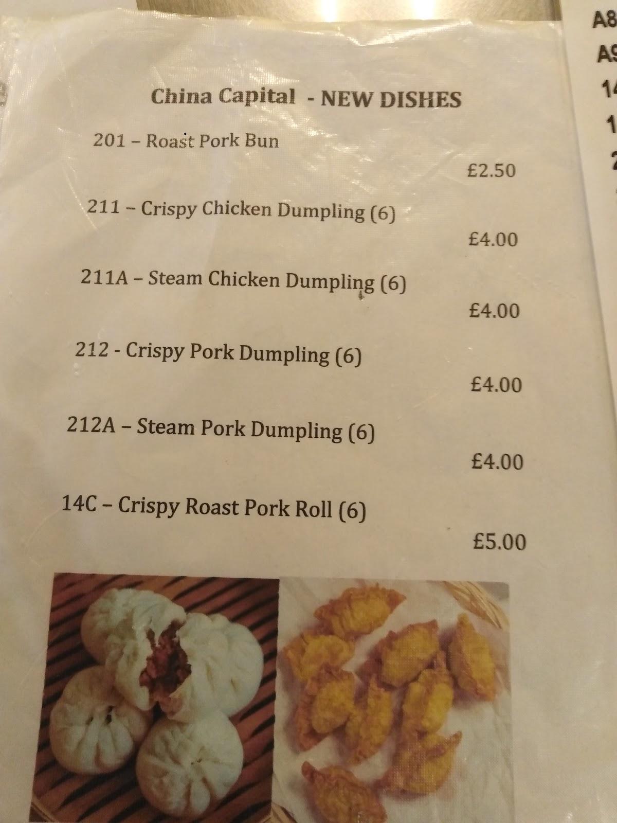 Menu at China Capital fast food, Frome