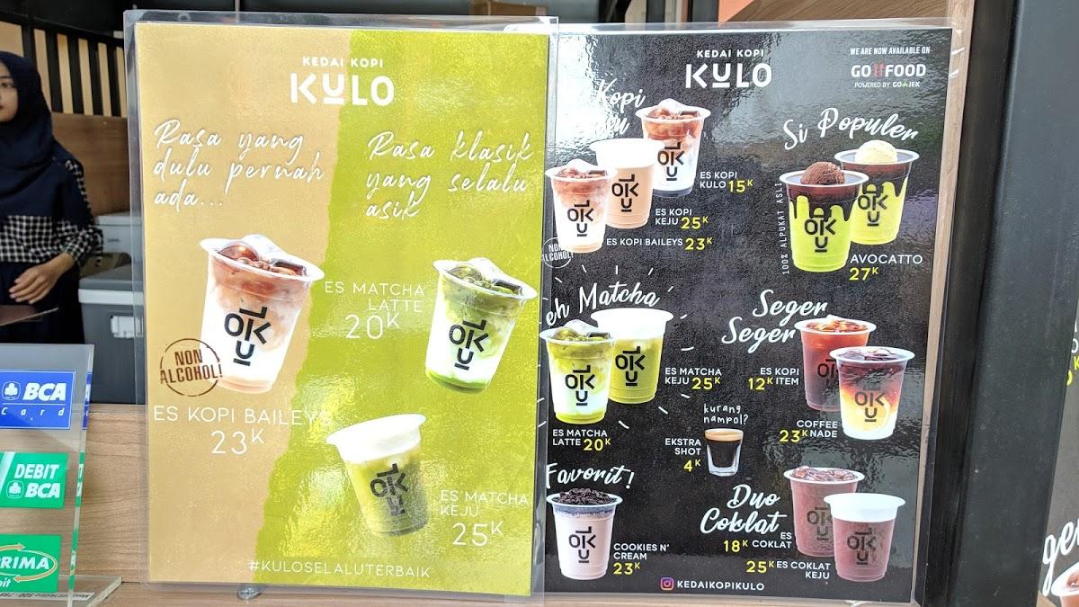 Menu at Kedai Kopi Kulo Plaza Araya, Malang