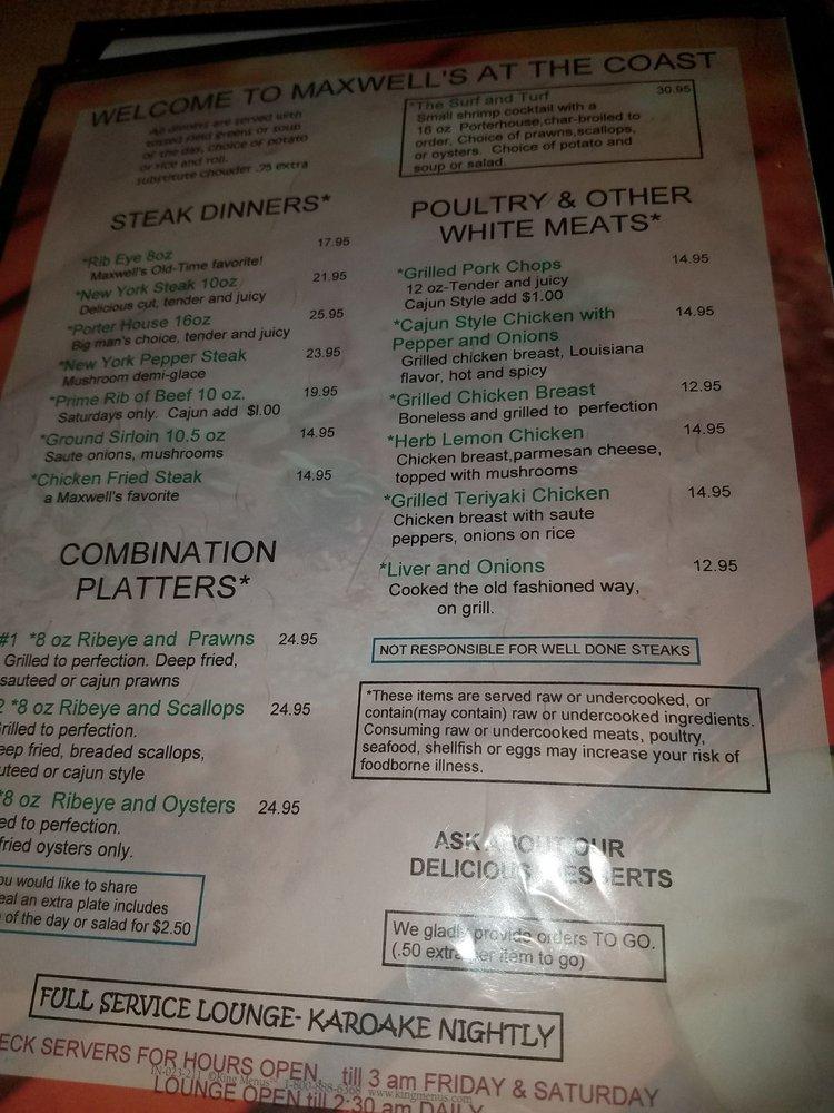 Menu at Maxwell’s Restaurant & Lounge closed 3 1 23 now Zellers Bar and ...
