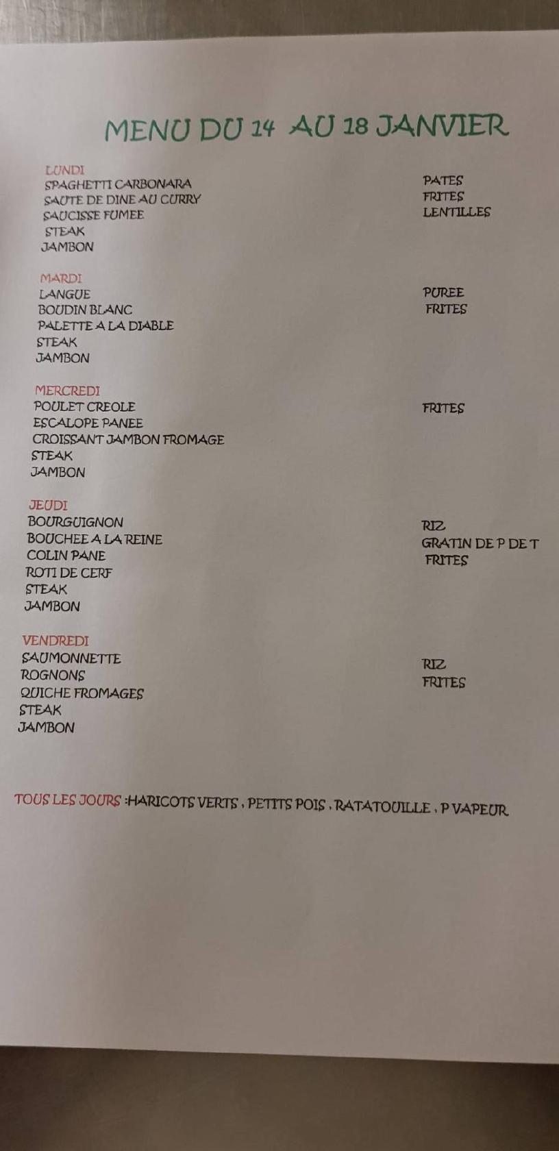 Menu au RESTAURANT CHEZ RENE, Canteleu