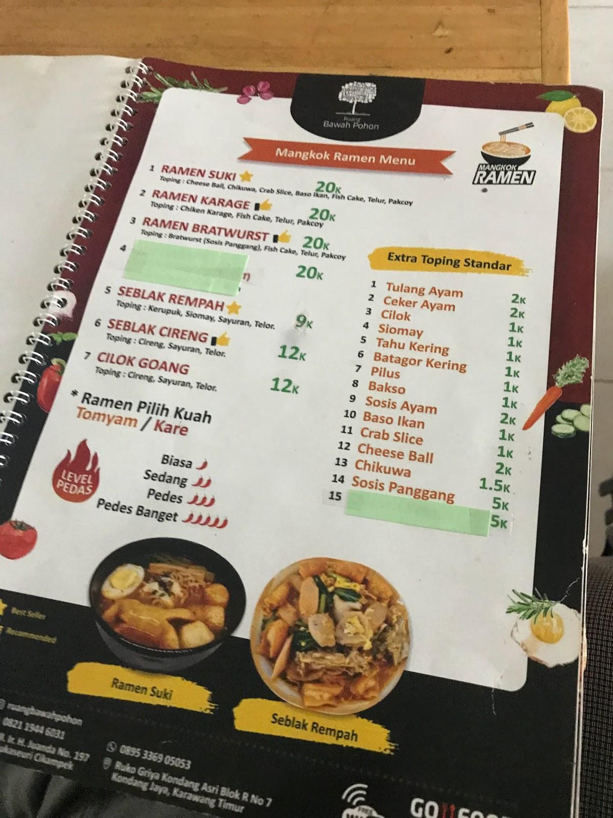 Menu at Mangkok Ramen (RBP cabang 2) restaurant, Karawang