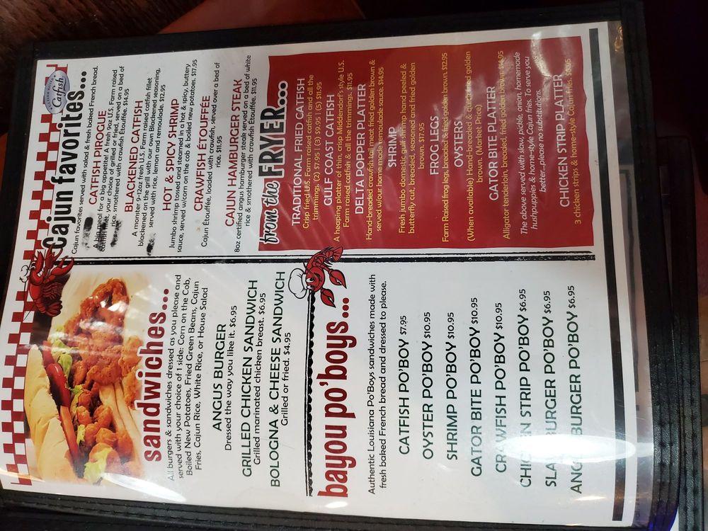 Menu at The Cajun Cafe Delta Crawfish, Jonesboro