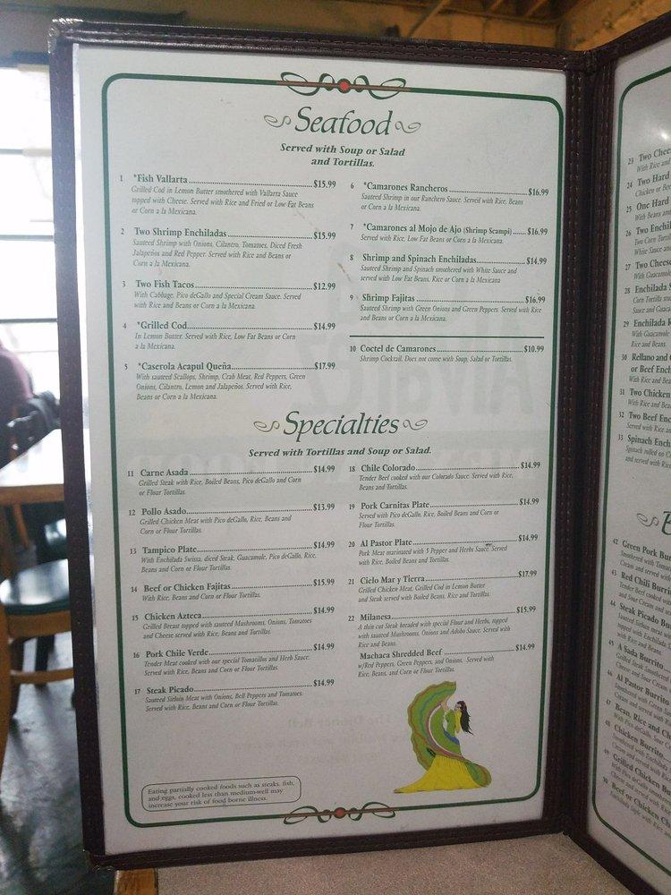 Menu at Casa Alvarez restaurant, Prescott, 321 W Gurley St