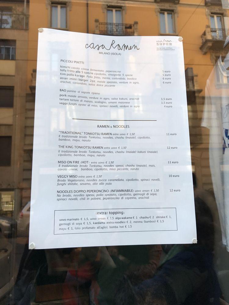 Menu da Casa Ramen ristorante, Milano