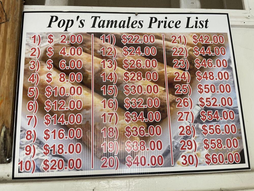 Menu at Pop's Tamales restaurant, Memphis