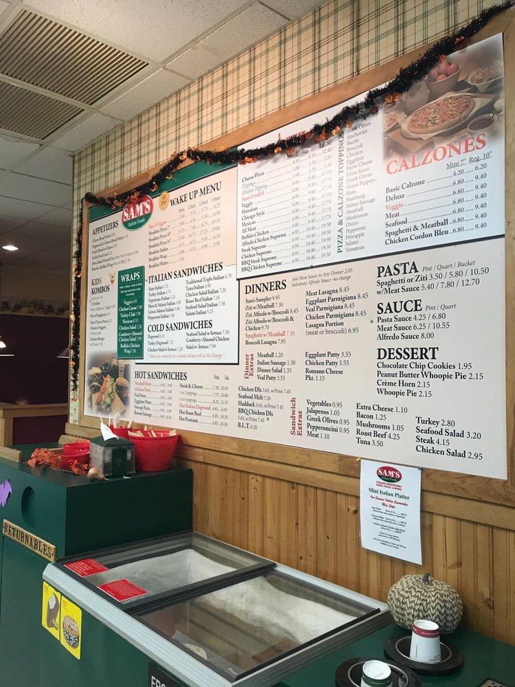 Menu at Sam's Italian Foods pizzeria, Lisbon
