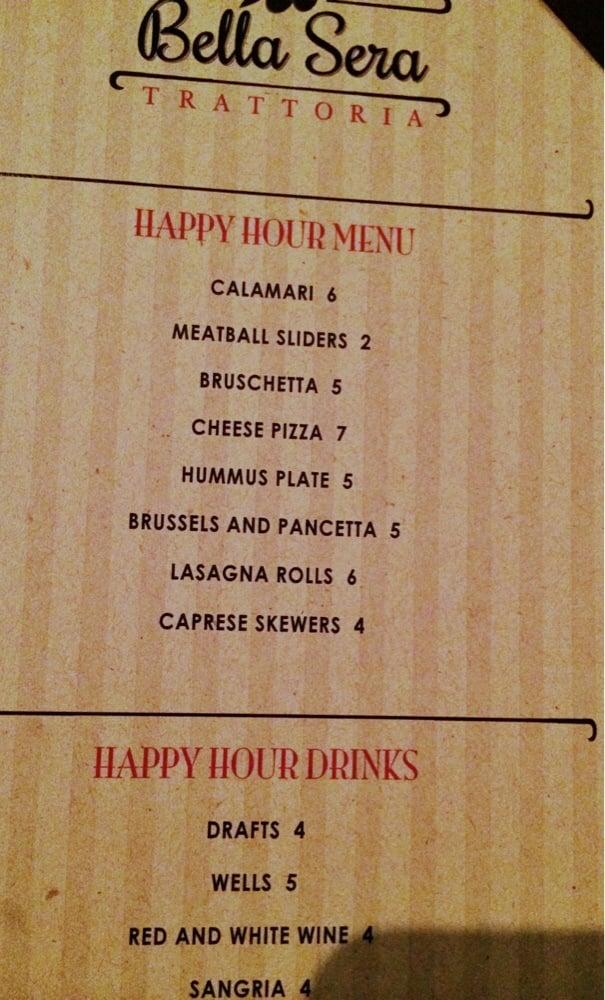 Menu at Bella Sera Trattoria pub & bar, Monrovia