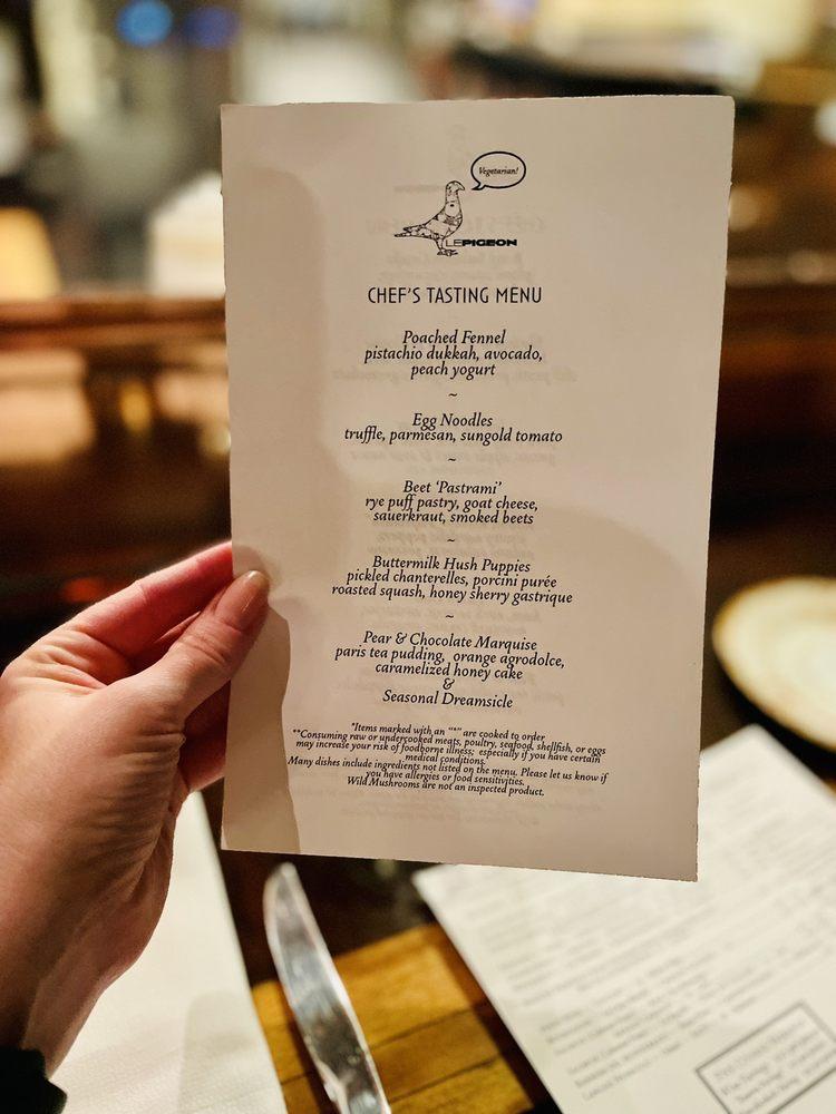 Menu at Le Pigeon restaurant, Portland