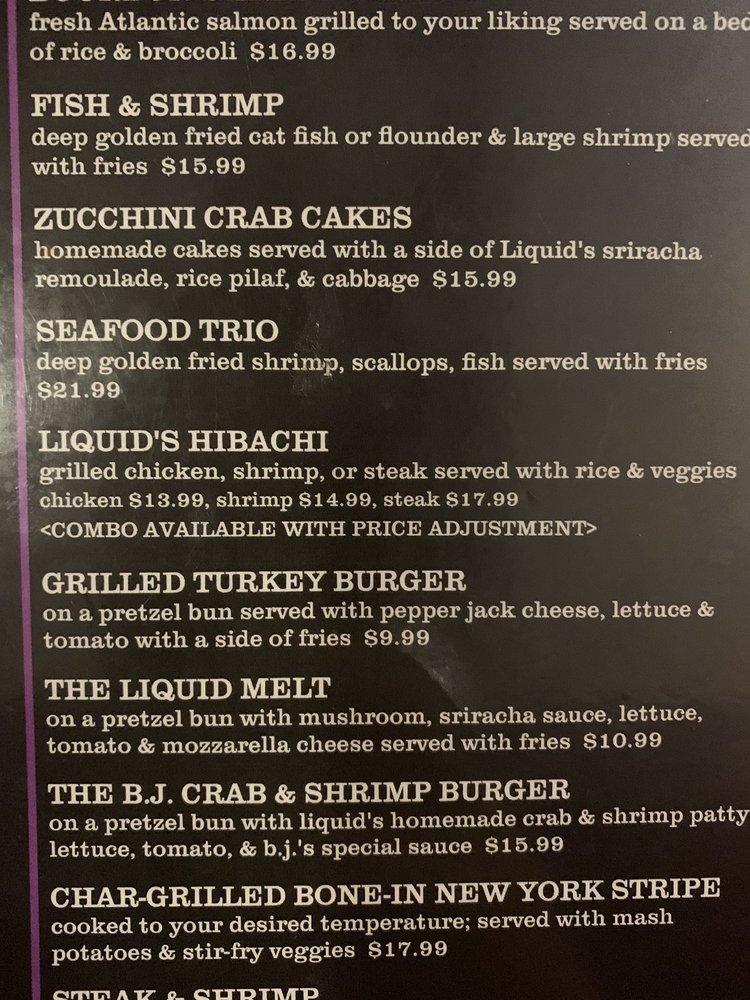 Menu at Liquid Cafe, Savannah