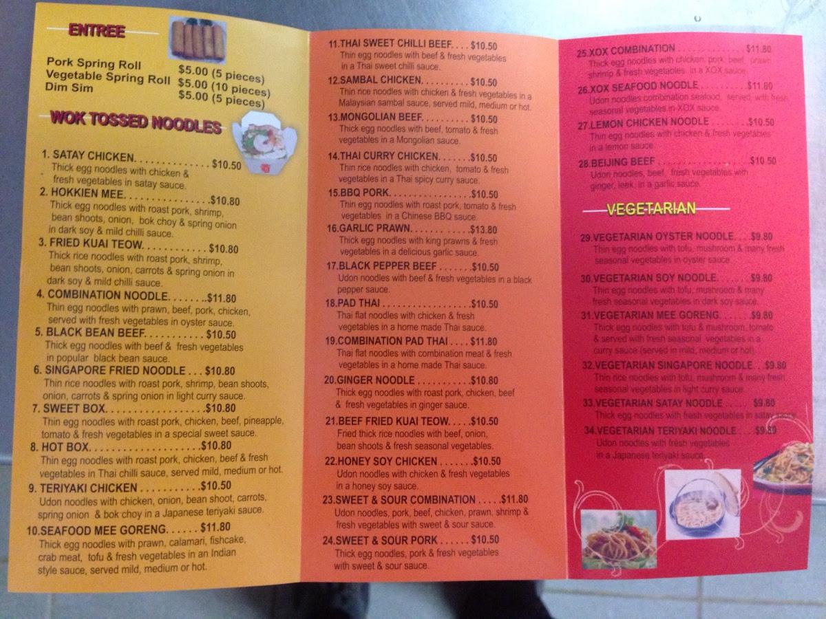 Menu at Magic Noodle restaurant, South Tamworth