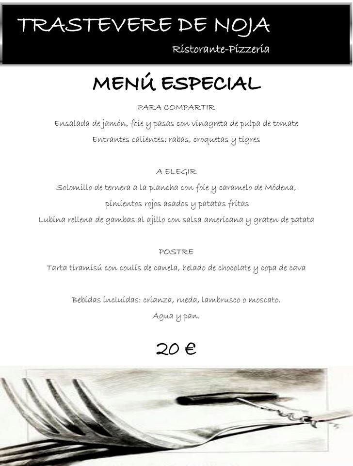 Carta de Restaurante Trastevere, Noja