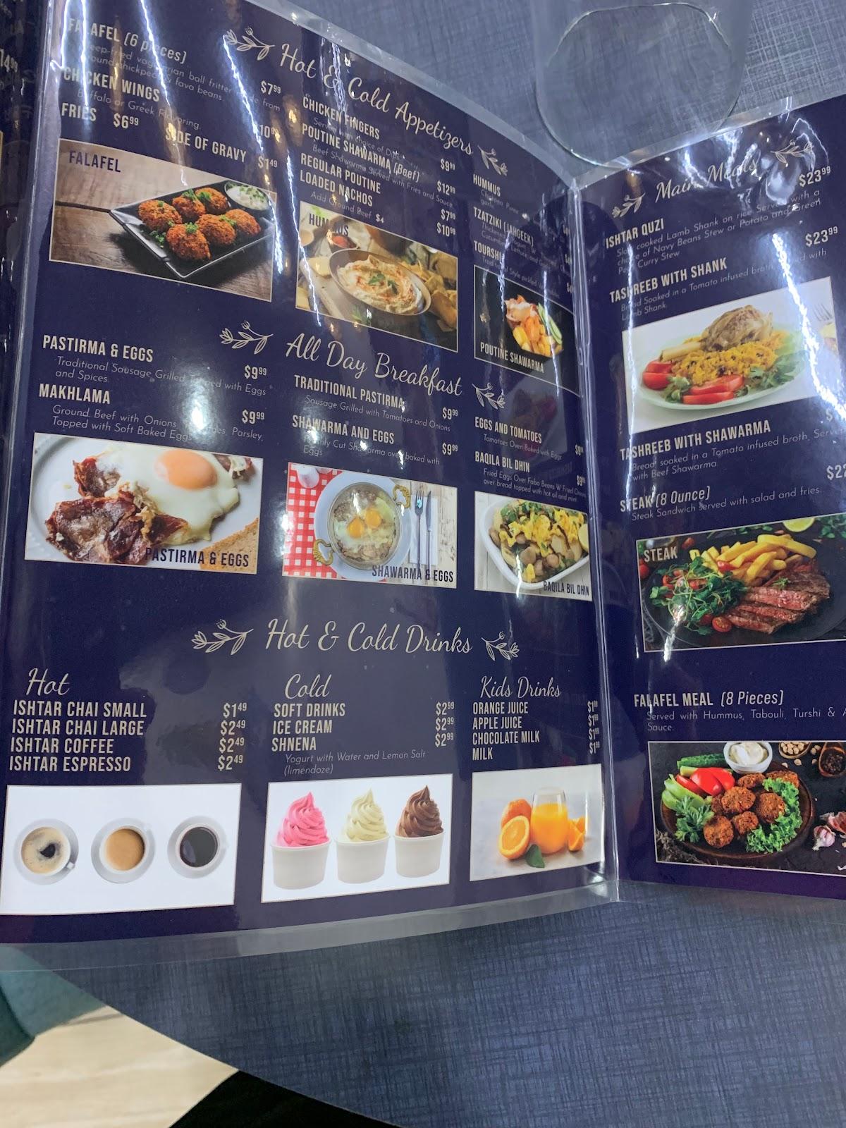 Menu at Ishtar Restaurant, Saskatoon