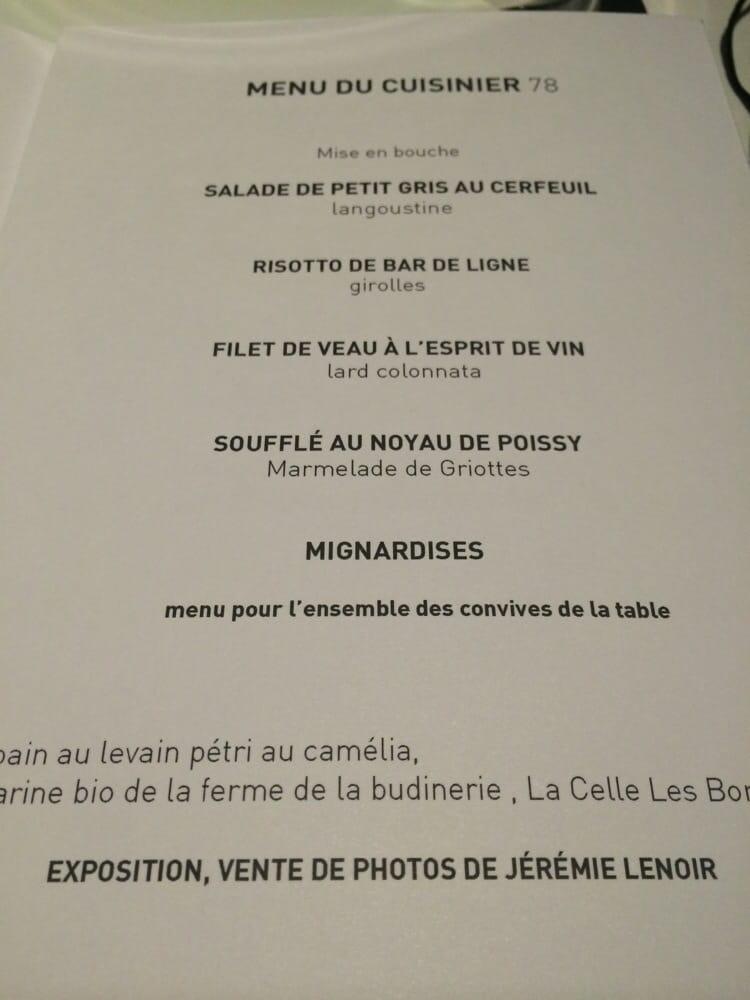 Menu au Le Camélia restaurant, Bougival