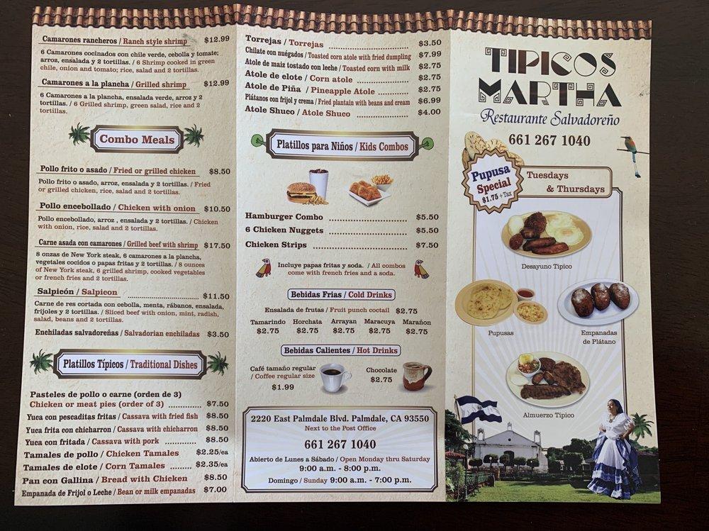 Menu at Martha Tipico's Restaurant, Palmdale, E Palmdale Blvd Ste B
