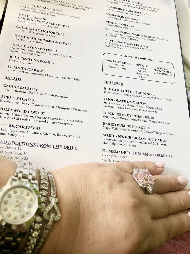 Menu at Polo Lounge restaurant, Beverly Hills