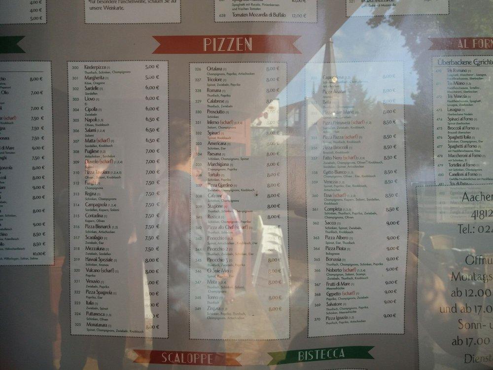 Menu at Ristorante Pinocchio pizzeria, Alsdorf