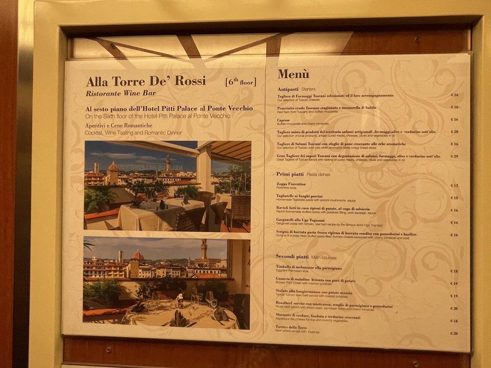 Menu at Alla Torre De' Rossi pub & bar, Florence