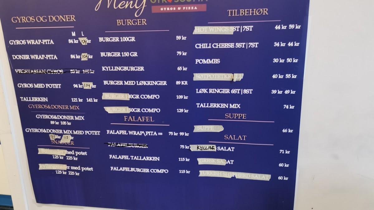 Menu at Malo kebab house restaurant, Lillehammer