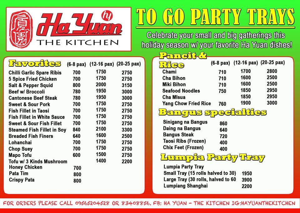 Menu at Ha Yuan restaurant, Quezon City, 84 Mother