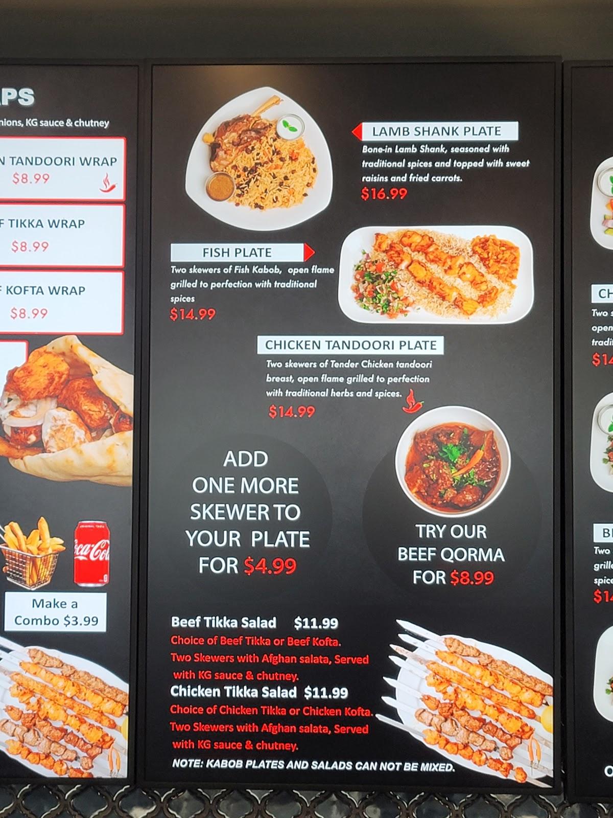 Menu at Kabob Garden - Afghan Kitchen restaurant, Calgary