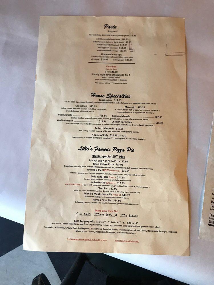 Menu at Lillo's Tuscan Grille pub & bar, Gulf Breeze, 51 Gulf Breeze Pkwy