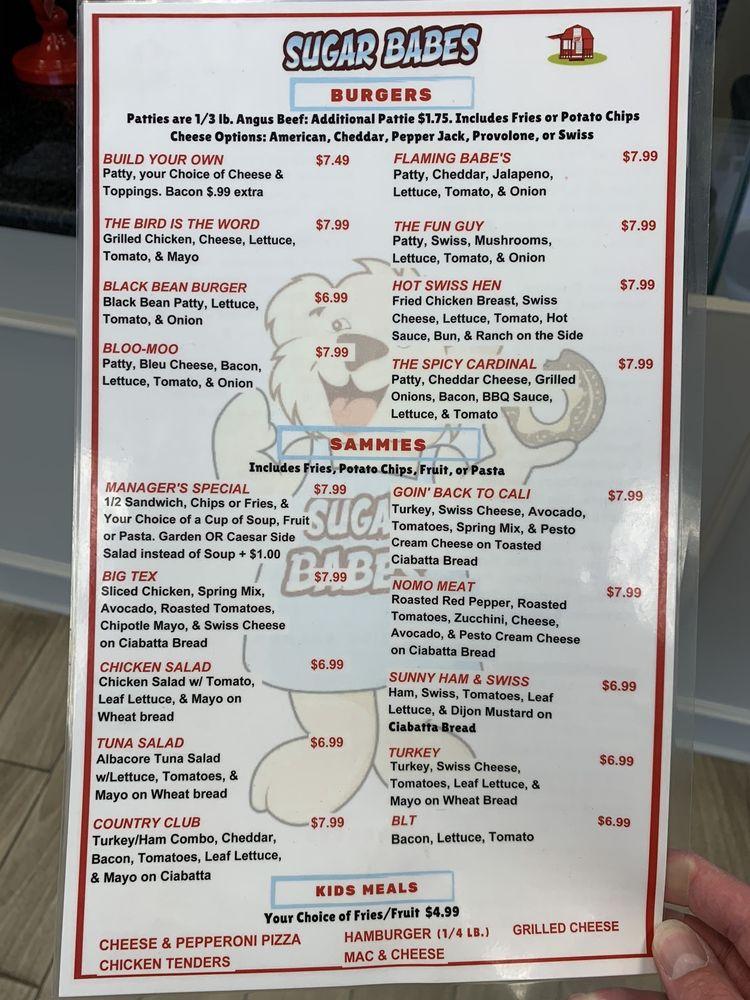 Menu at Sugar Babes Donut Shop & Deli restaurant, Melissa
