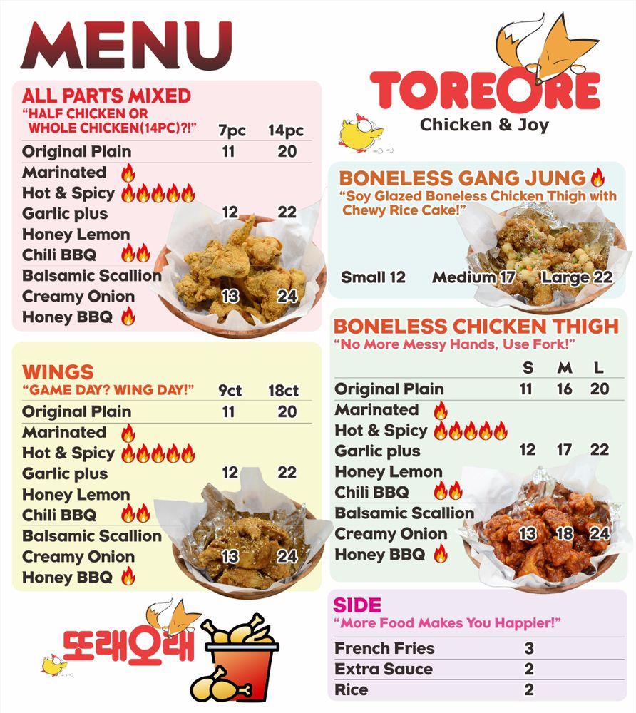 Menu at The ToreOre restaurant, Houston, Blalock Rd