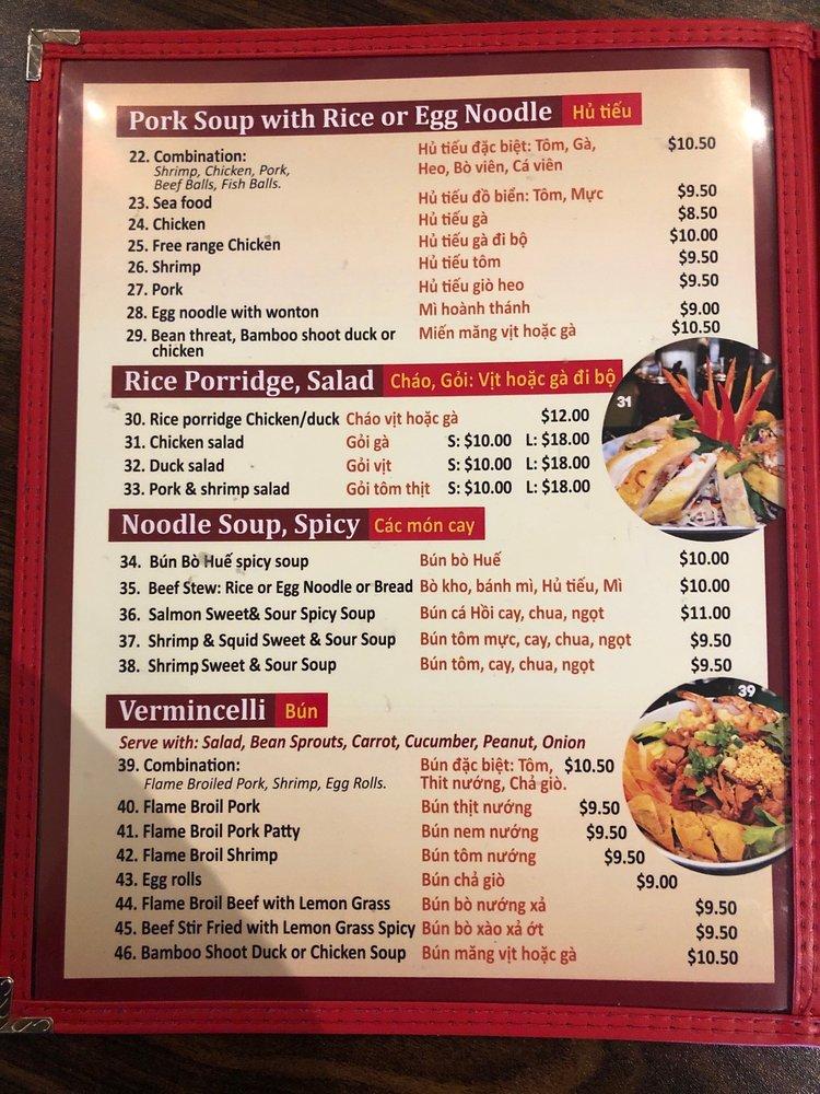 Menu at 999 Phở restaurant, Reno, Kietzke Ln