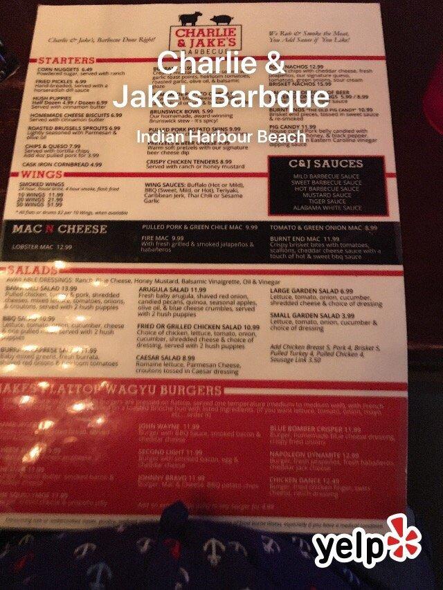 Menu at Charlie & Jake's Barbecue, Indian Harbour Beach, 490 E Eau ...