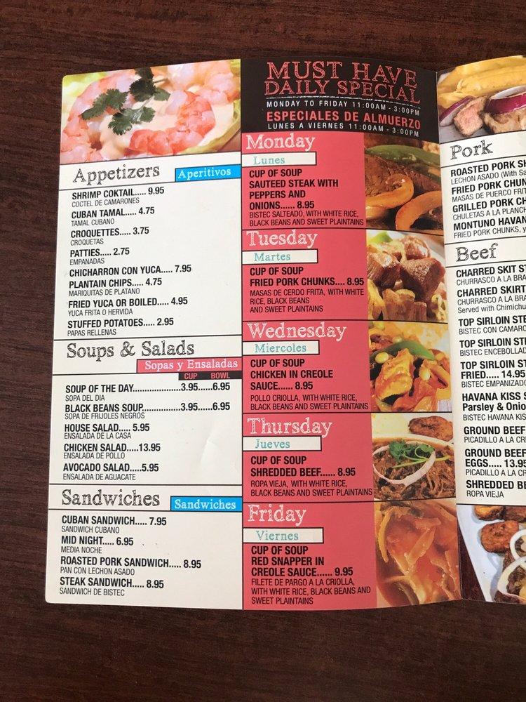 Menu at Havana Kiss Cuban Cafe, Kissimmee