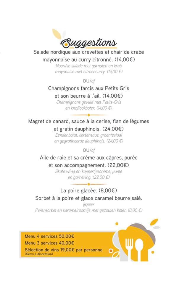 Menu au Chez Marie, Durbuy