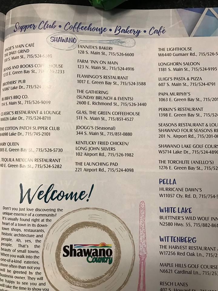 Menu at J Doggs restaurant, Shawano