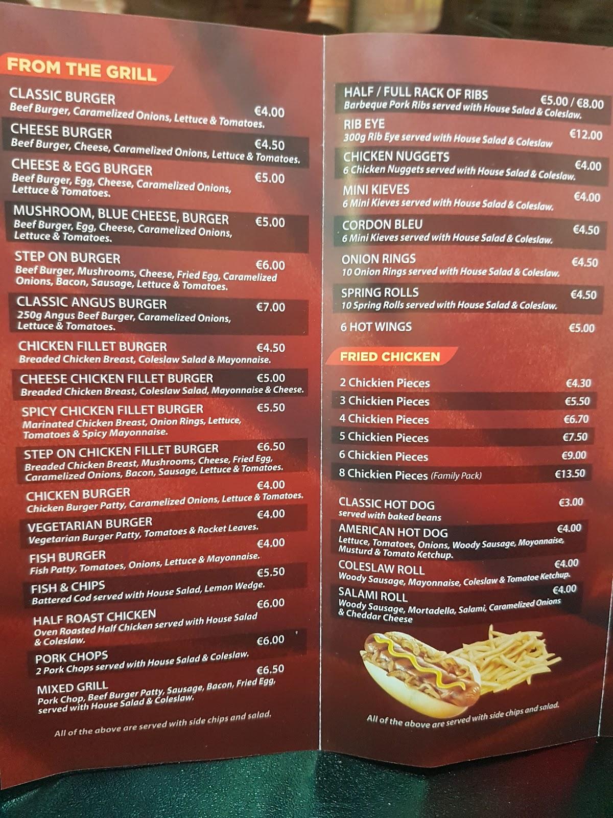 Menu at Step On Take Away restaurant, Gzira