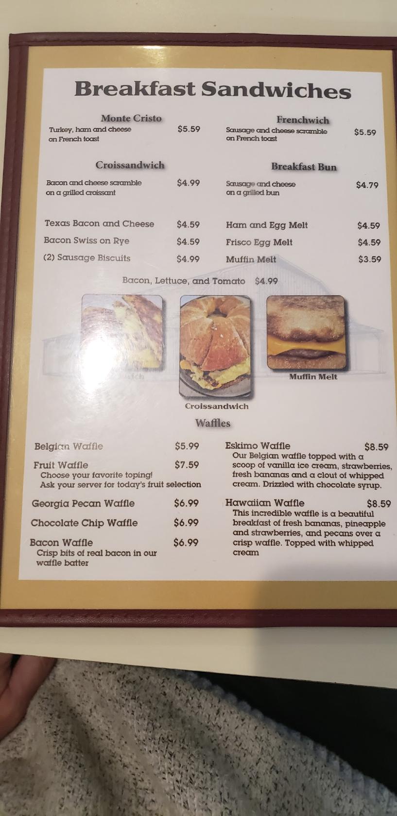 Menu at Cow Palace restaurant, Shelbyville