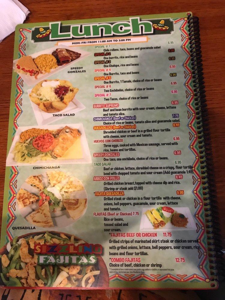 Menu at El Toreo restaurant, Ocala, SW 36th Ave