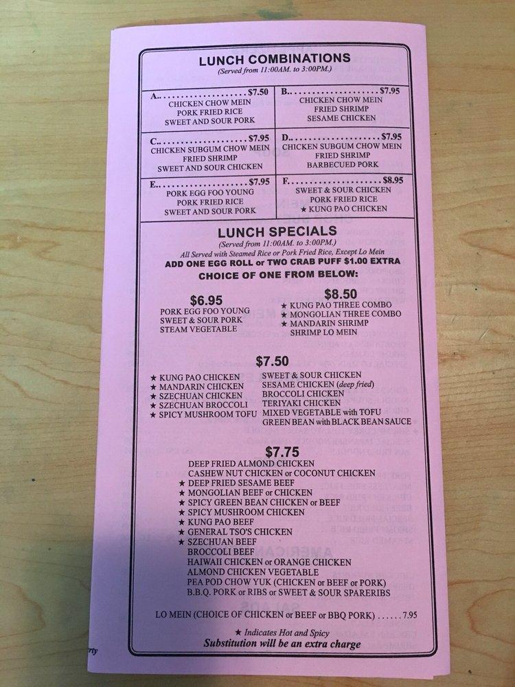 Menu at John's Chinese Restaurant, Keizer