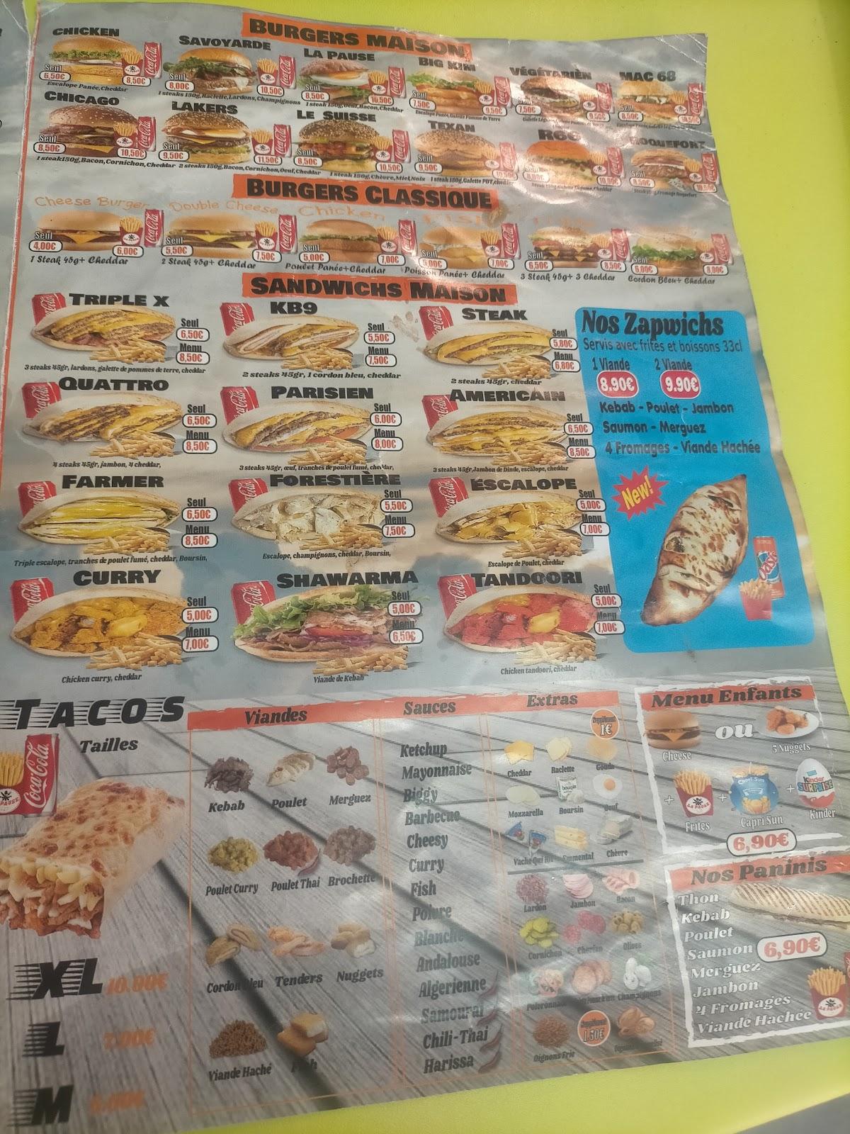 Menu au Restaurant Burger One, Lons-le-Saunier