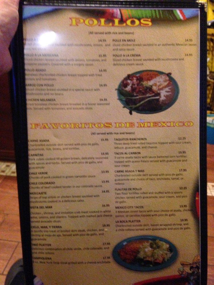 Menu at La Roca restaurant, Albany
